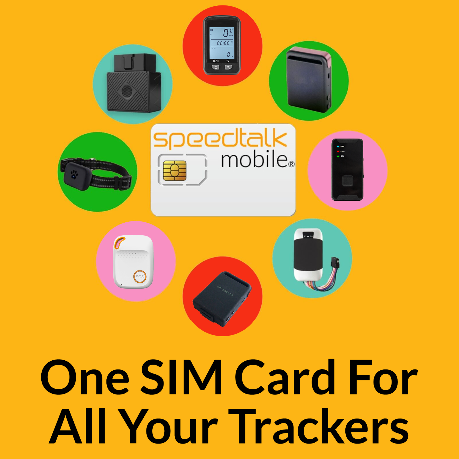 SpeedTalk Mobile Tracker SIM Card Starter Kit - 4G Pet Car GPS Tracking ...