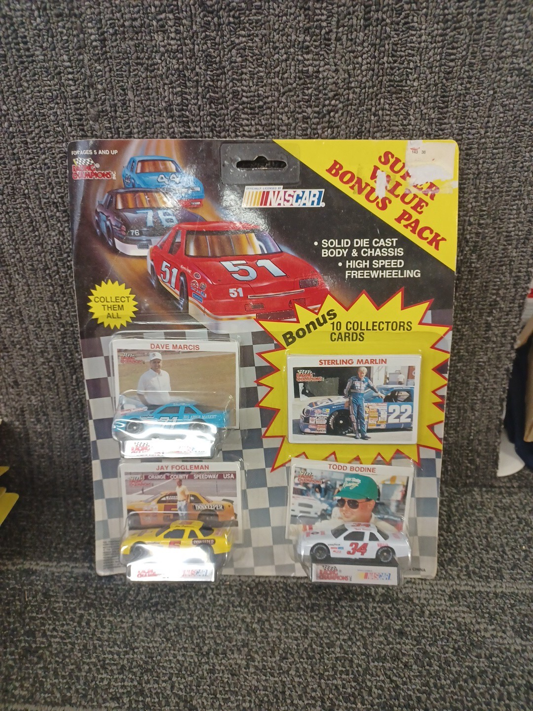 1991 NASCAR Racing Champions Super Value 3 Diecast Cars & Trading Cards ...