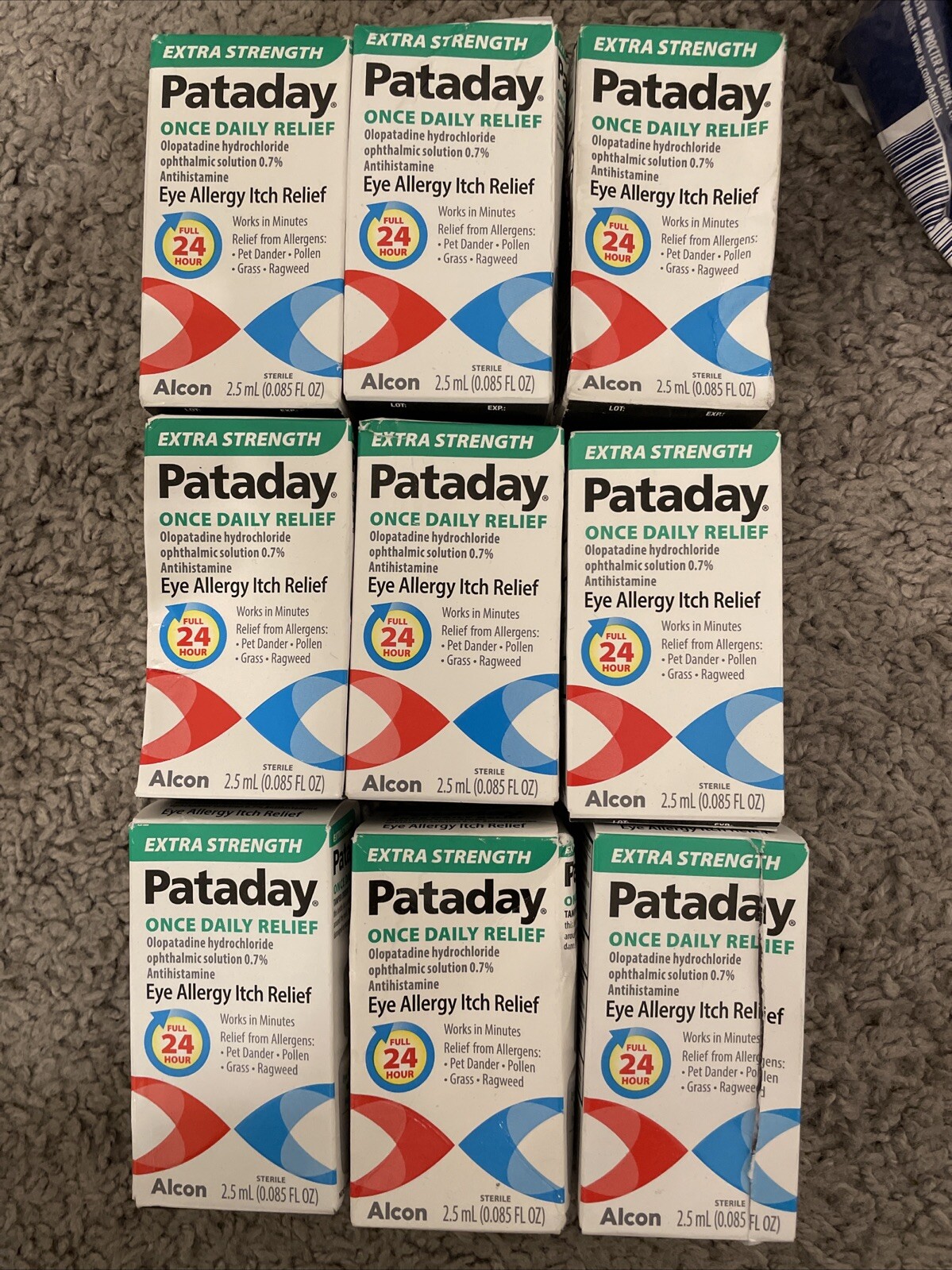 9 Boxes Pataday Extra Strength Allergy Relief Eye Drops 2.5ml New, Exp ...