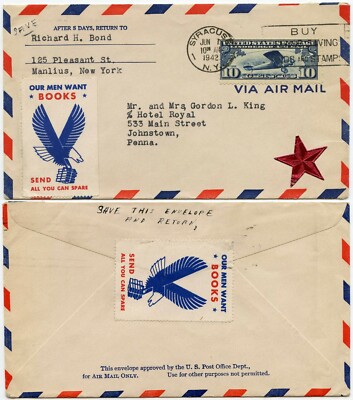 USA WW2 LABELS BOOKS FOR FORCES EAGLE 1942 AIRMAIL | eBay