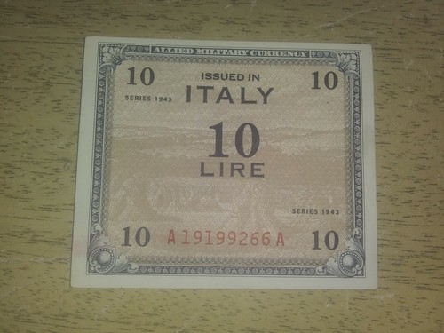 Italy Series 1943 M13a Allied Military Currency Nice Condition 10 Lire ...