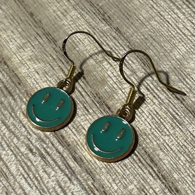 Brand New Aqua Green Smiley Face Dangle Hook Earrings | eBay