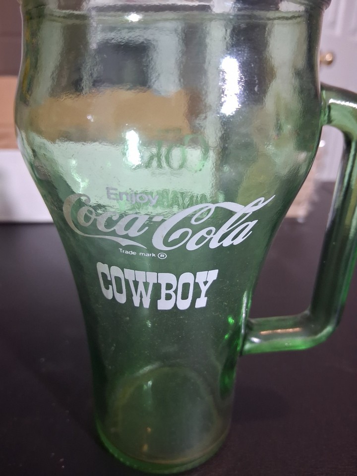 Coca Cola Whataburger green Cowboy glass w/handle COKE Vintage | eBay