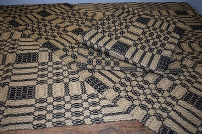 New Primitive WOVEN BLACK COVERLET TABLE SQUARE Tablecloth Topper 52 ...