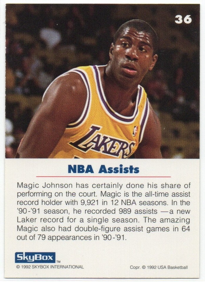 Magic Johnson 1992 SkyBox USA #36 NBA Assists Dream Team Los Angeles ...