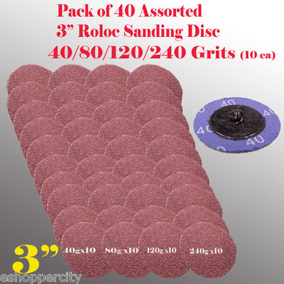 40x 3" Mix 40/80/120/240 Grit Roloc Type R Sanding Abrasive Disc Roll ...