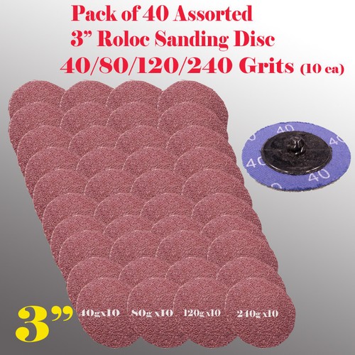 40x 3" Mix 40/80/120/240 Grit Roloc Type R Sanding Abrasive Disc Roll ...