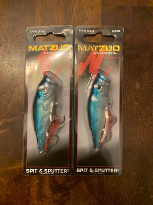 2 Packs Matzuo Spit & Sputter MPF6 1/4 OZ Popper Chrome/Blue | eBay
