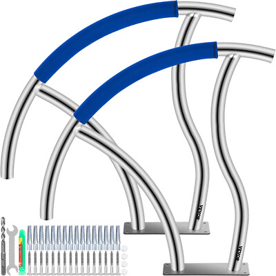 2pcs 304 Stainless Steel Inground Swimming Pool Hand Rail Rustproof ...