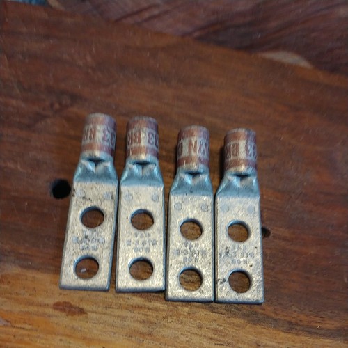 (4) 54207 2-hole Copper Lugs Short Barrel 1/4" Bolt Brown Die 33 | eBay