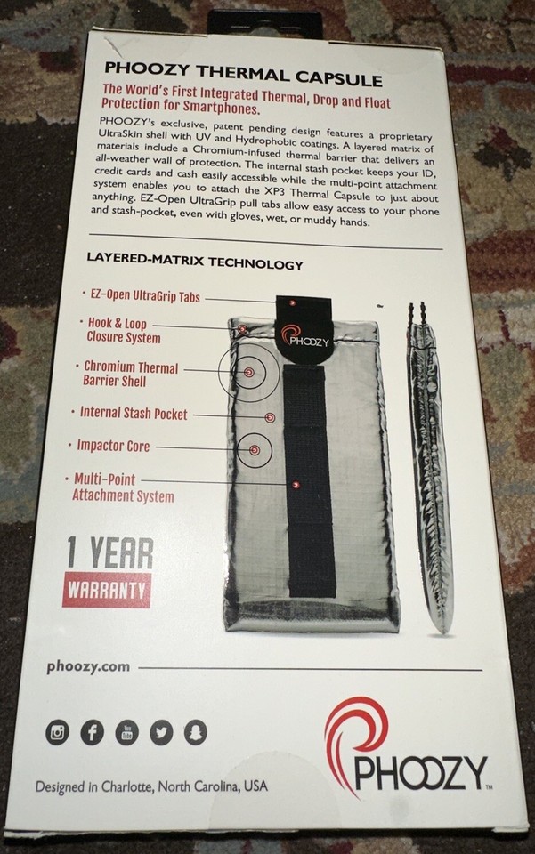 PHOOZY XP3 Thermal Capsule Phone Case Insulated Weatherproof Silver ...