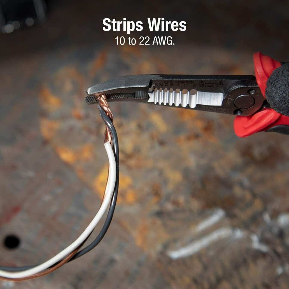 SUNEX ANGLED TIP MULTI-FUNCTION WIRE STRIPPER CUTTER PLIERS NEEDLE NOSE ...