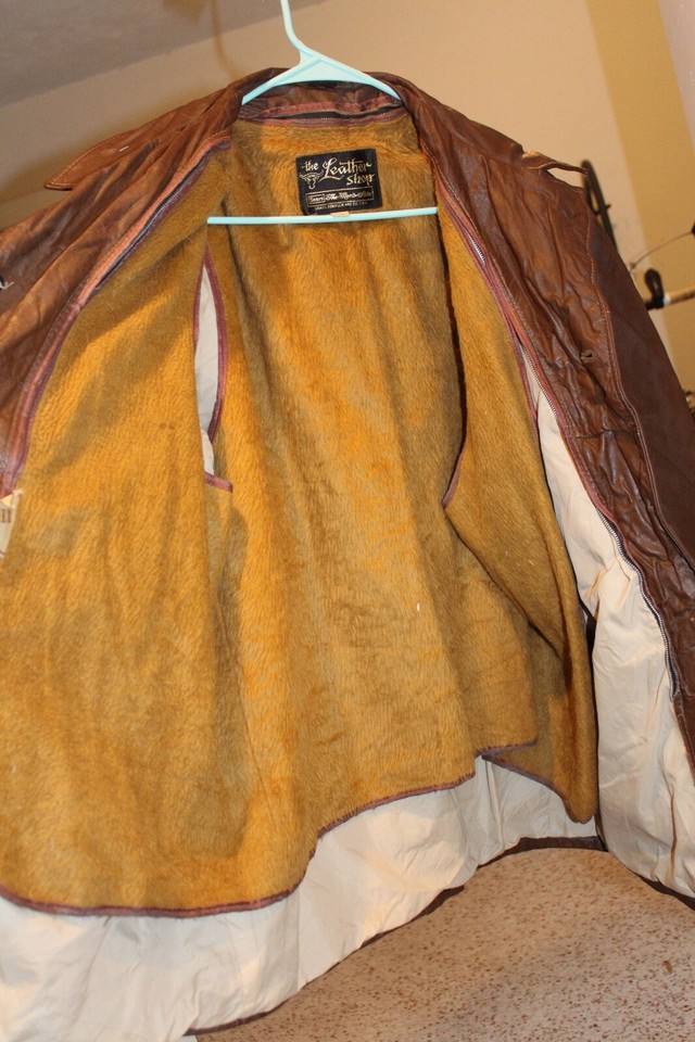 Vintage The Leather Shop Sears Leather Button Jacket Removeable Liner ...