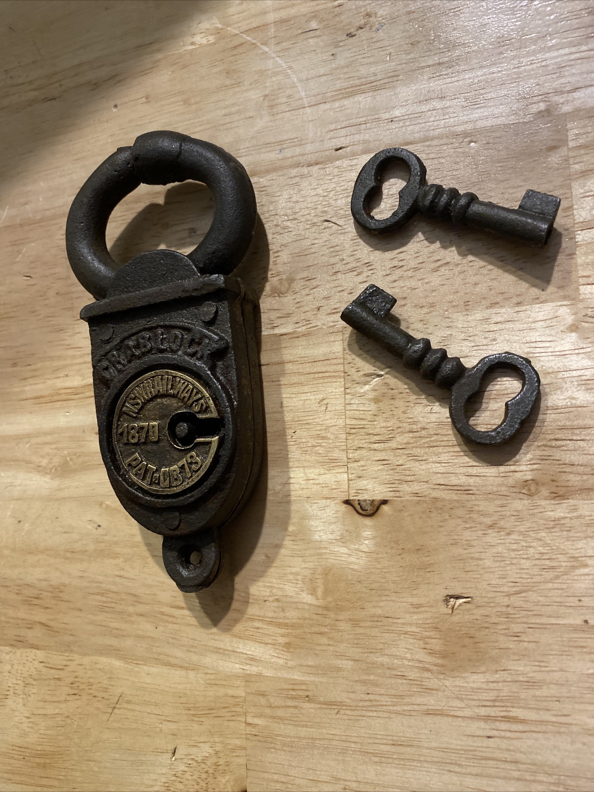 Padlock Blacksmith Crab Lock Key Set Patina Collector Home Office Decor ...