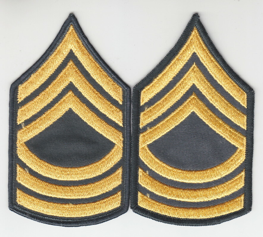 Army Chevron: Master Sergeant - Vietnam era, merrowed edge, Pair | eBay