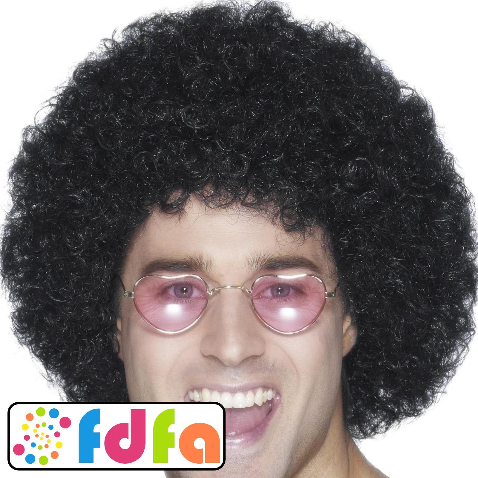 Smiffys Black Afro 70s Disco Scouser Hippy Wig Mens Adults Fancy Dress