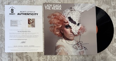 LADY GAGA SIGNED THE REMIX VINYL - BECKETT COA w/ LETTER! SUPER RARE ...