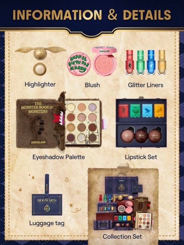 Harry Potter SHEIN SHEGLAM Full Collection Set Limited Edition Makeup ...