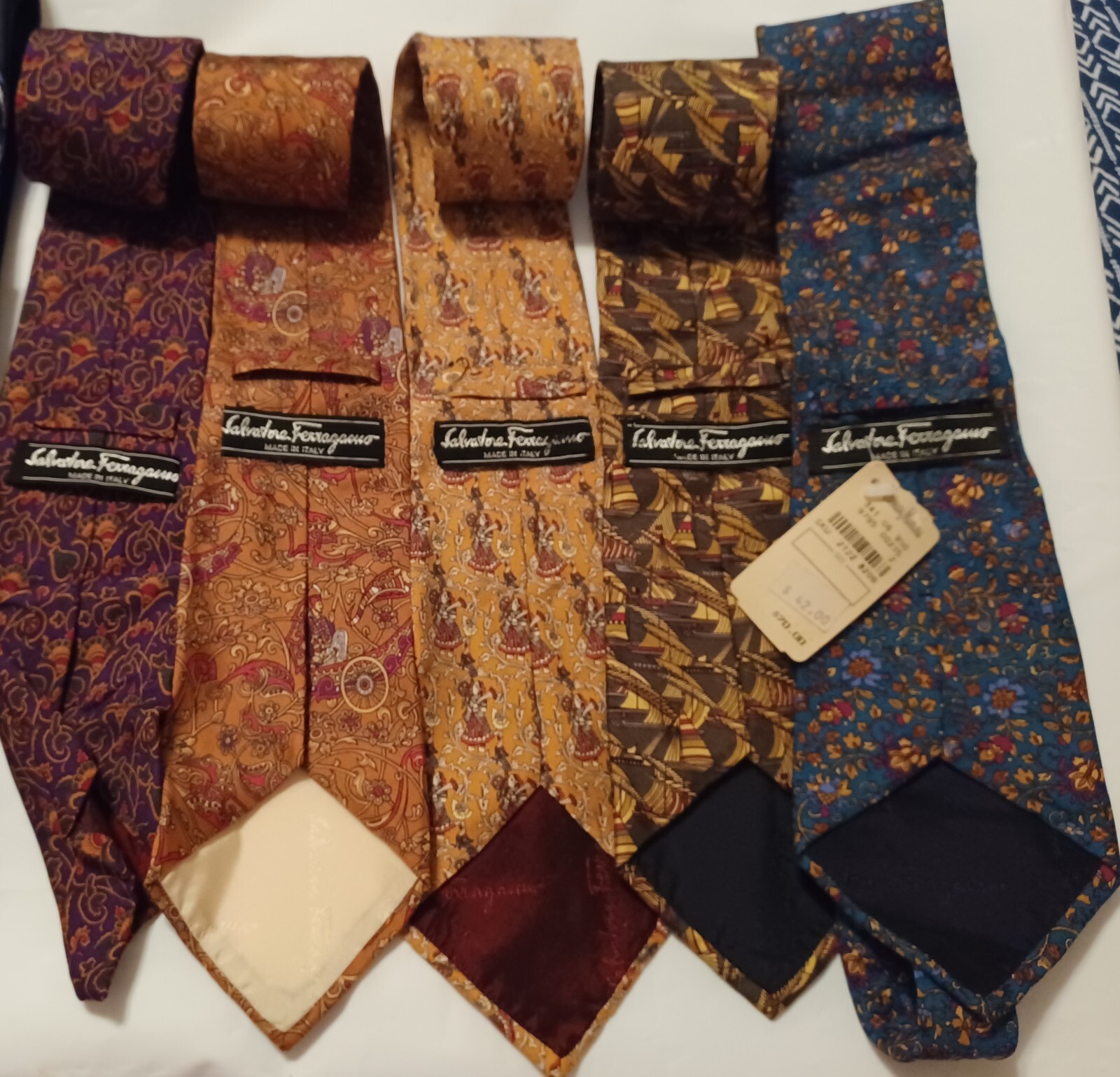 Lot Vintage FERRAGAMO Salvatore Silk Neckties Italy Ties Multicolor ...