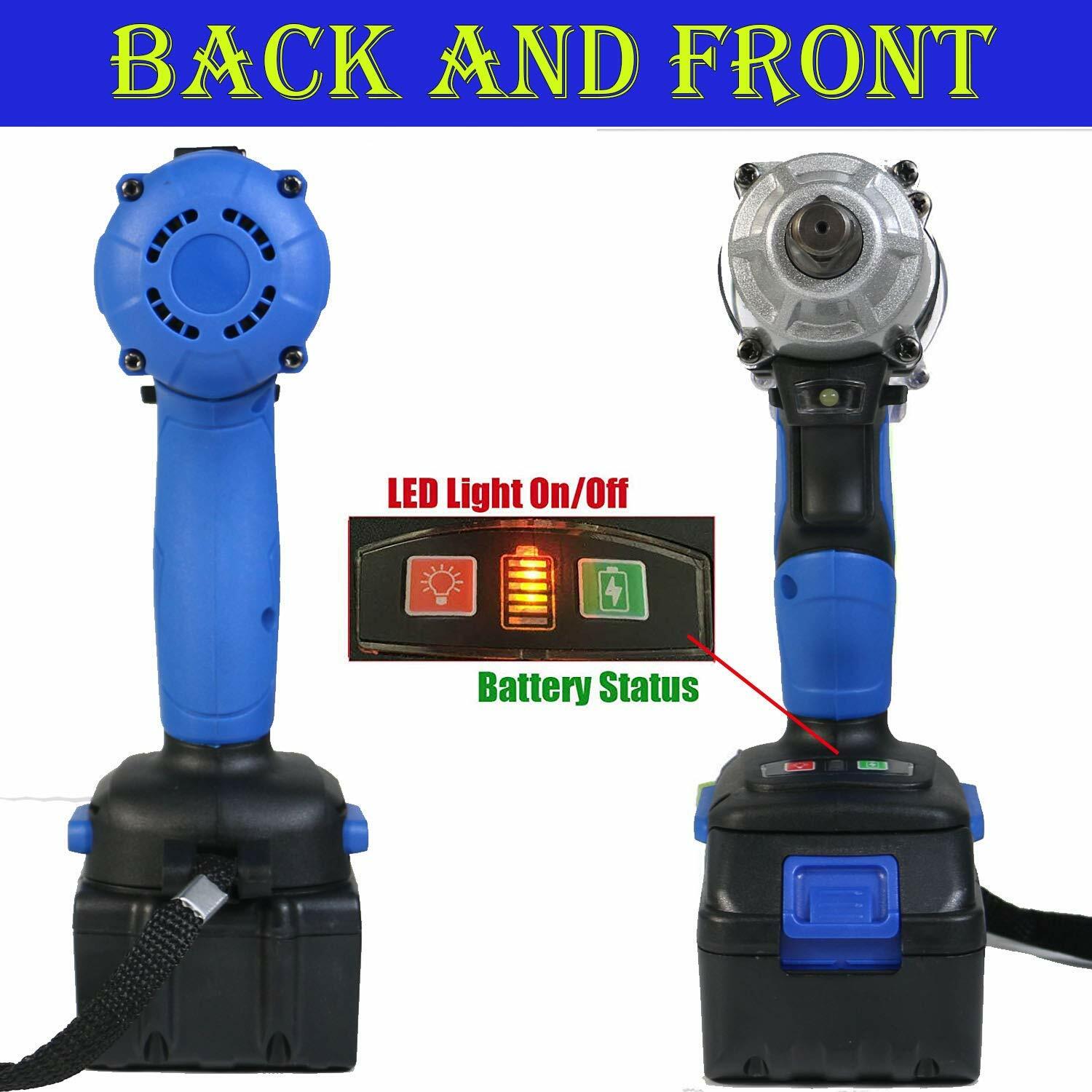 Battery Cordless Impact Wrench Driver 420Nm Electric Rattle Nut Gun 1/2 ...