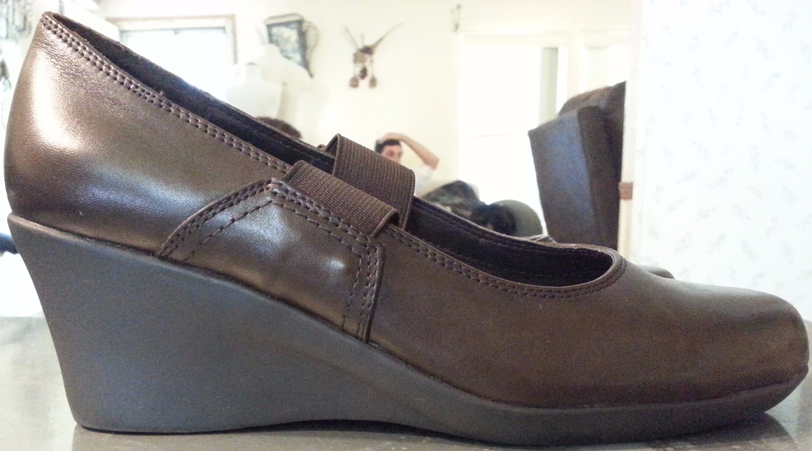 Markon shoes wedges mary janes womens brown size 9-M elastic strap 3 ...