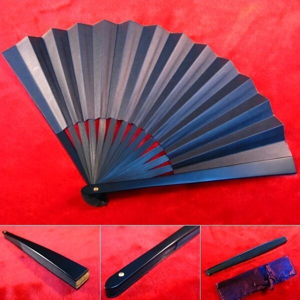 Tessen Japanese Iron Black Folding Fan Samurai TS-B Zinc Alloy 24cm 9 ...