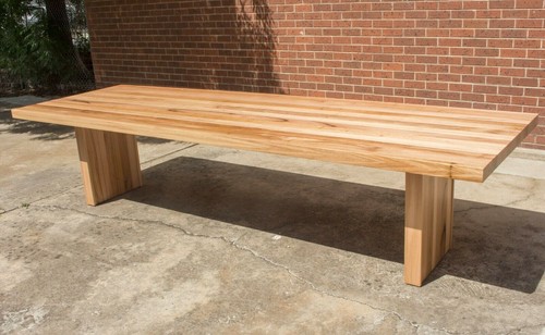 Solid Messmate Stringybark Dining Table - Timber Pedestal Leg ...