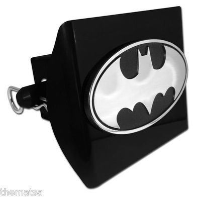 BATMAN CHROME OVAL ON BLACK SHINY DECAL USA MADE PLASTIC TRAILER HITCH ...