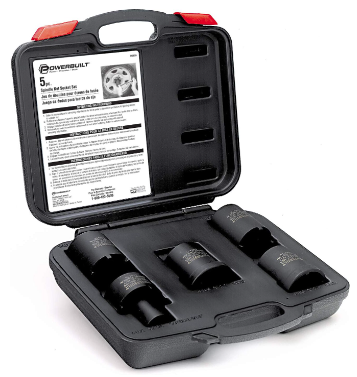 Powerbuilt Spindle Nut Socket Tool Kit, 5 Piece, Remove Spindle Nuts ...