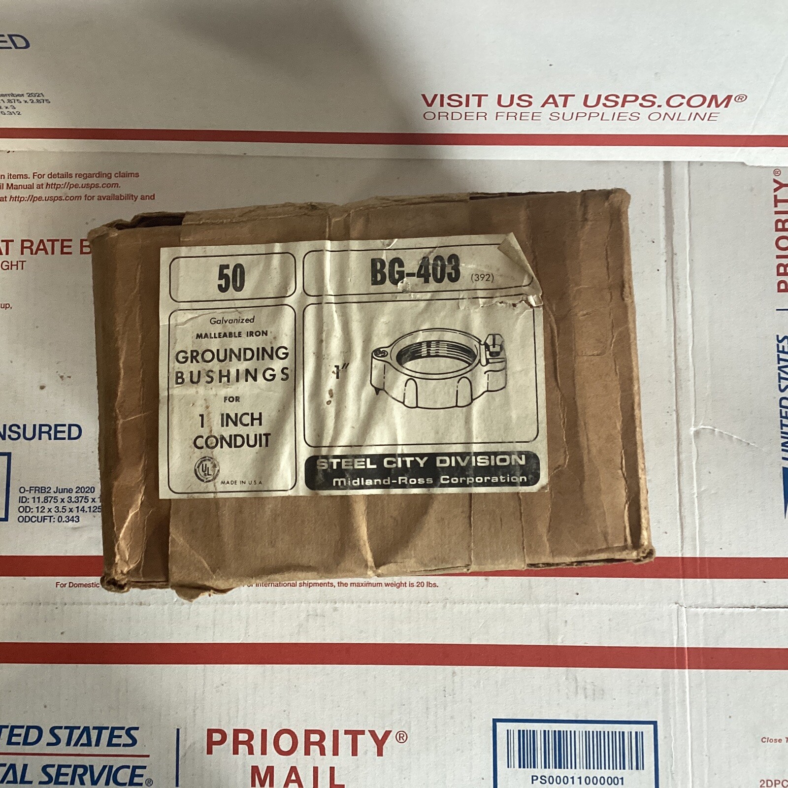 Box/50 GROUND/ING BUSHING/S 1" CONDUIT STEEL CITY Bond/ing Locknut/s ...