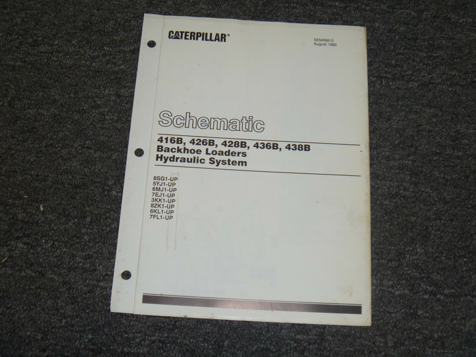CAT Caterpillar 436B Backhoe Loaders Hydraulic Schematic Diagram Manual ...