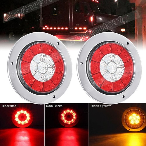 2X 4"inch Round Red 16-LED Truck Trailer Stop Turn Tail Brake Lights ...