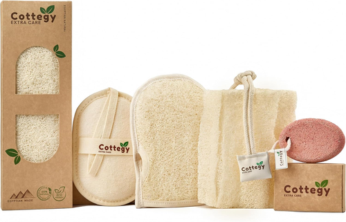 Premium Exfoliating Loofah Gloves – Natural Egyptian Loufa Sponge Body ...
