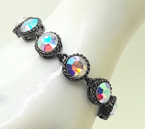 chunky round shape Clear ab Cubic zirconia black nickel plating fashion ...