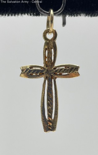 14k Yellow Gold Embossed Cross Charm Pendant 1.43g | eBay