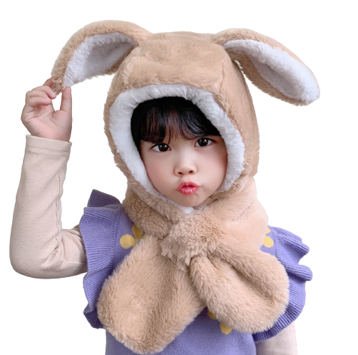 kids Girls Faux Fur Rabbit Ear Animal Trapper Hat with Scarf Snood ...