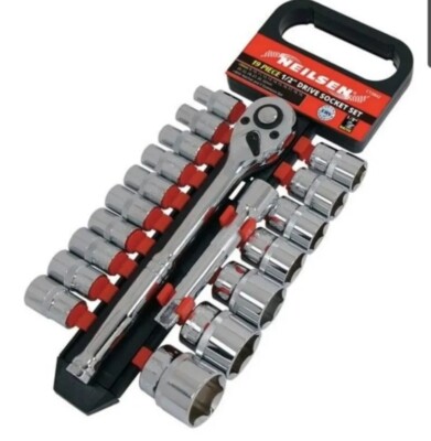 1/2" DRIVE RATCHET SOCKET SET by NEILSEN 8 to 32mm 6pt Sockets 5 ...
