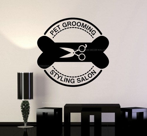 Pet Shop Window Sticker Grooming Beauty Salon Cat Dog Bone Scissors ...