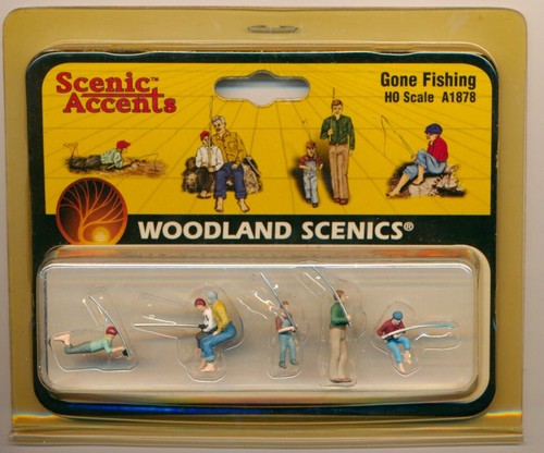 WOODLAND SCENICS Gone Fishing FIGURES 5 PIECES HO SCALE landscape ...