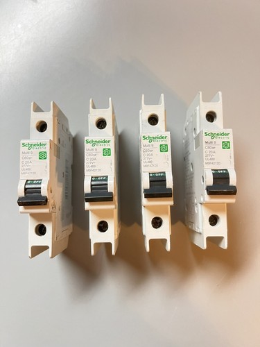 LOT OF 4 SCHNEIDER ELECTRIC M9F42120 CIRCUIT BREAKER C60BP C20 A 277 ...