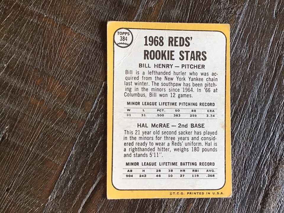 1968 Topps, Hal McRae rc rookie 384 | eBay