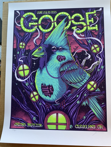 AUTHENTIC GOOSE the band Cleveland OH 2025 Poster Web DAY-GLO S/N #/85 ...
