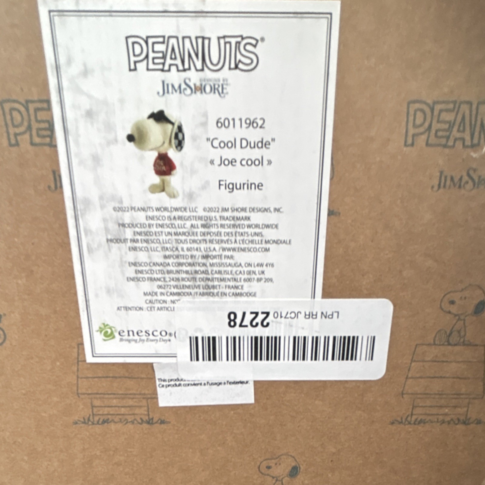 Jim Shore Peanuts Joe Cool 'Cool Dude' Multicolor Resin Figurine 2022 ...