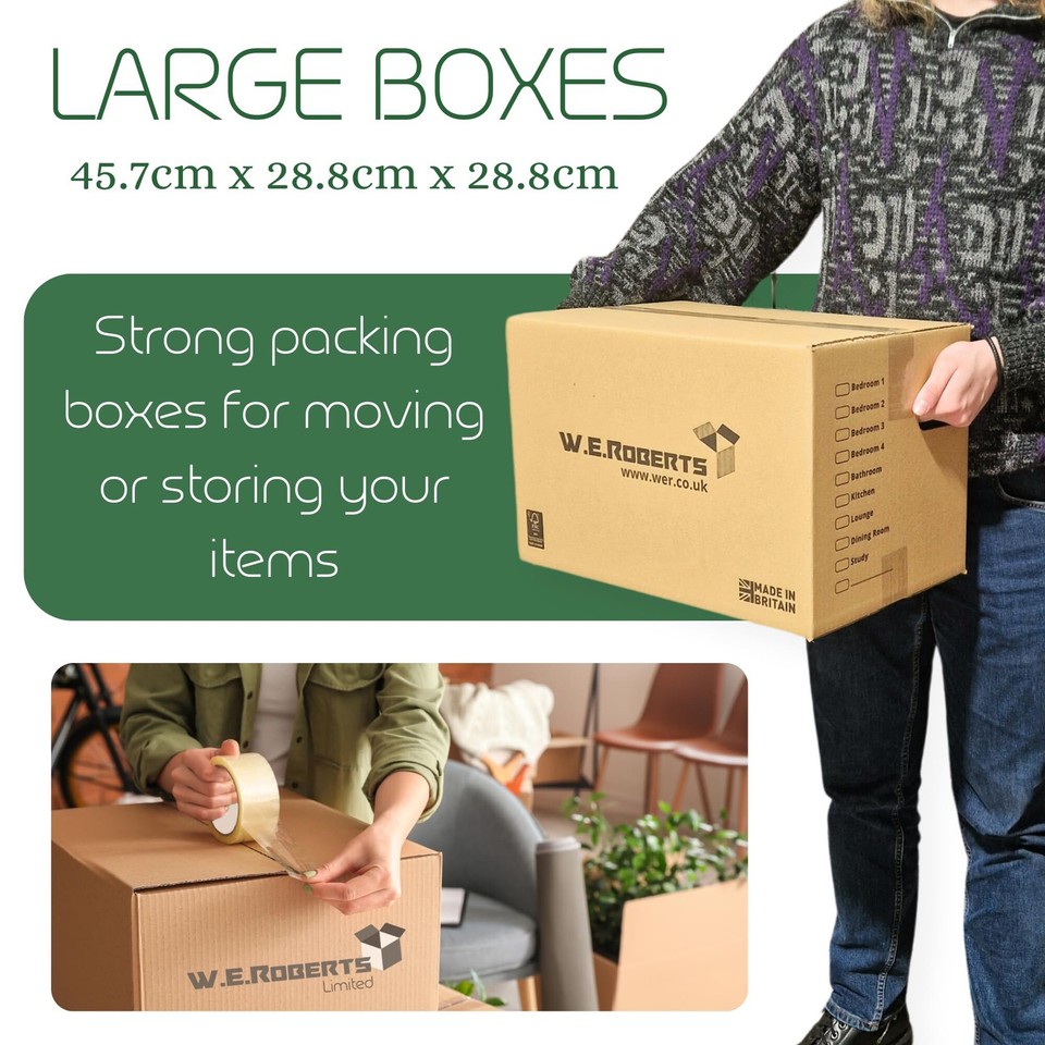 10 Large Strong Cardboard Storage and Moving Boxes with Handles | eBay UK