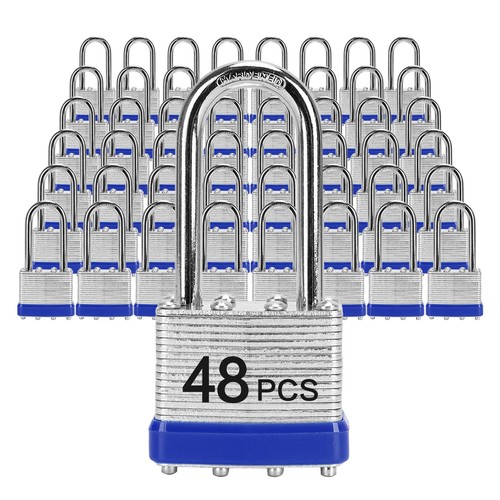 Padlocks with Same Key, 48 Pcs Laminated Keyed Padlock (1-9/16", 40mm ...