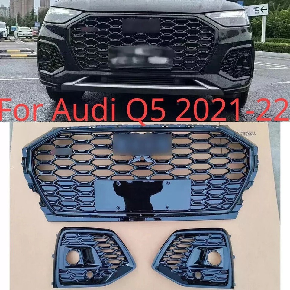 For Audi Q5 2021-2024 Front Bumper Grille Honeycomb Grill & Fog Light ...