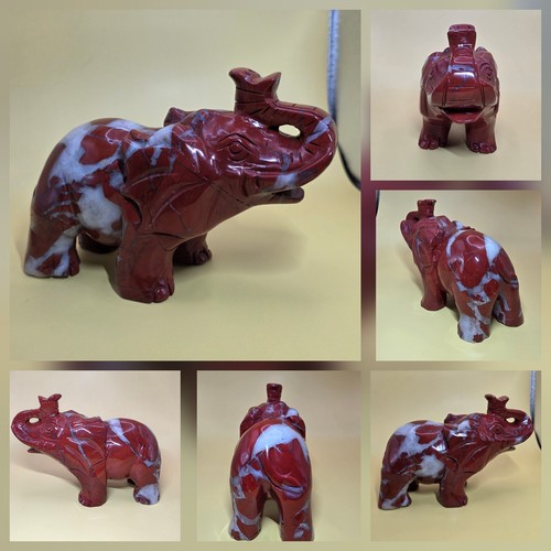 Bg Natural Red Jasper Hand Carved Crystal Elephant Quartz Reiki Healing ...