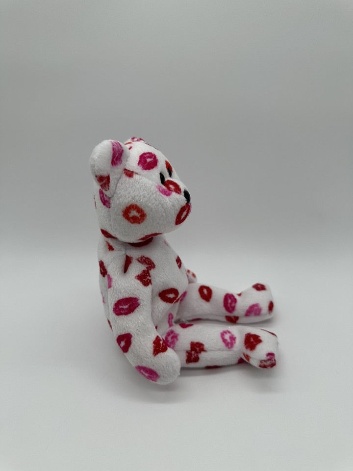Vintage Ty Beanie Baby 8" Plush Kissy Bear Lips Sparkle Stuffed Animal ...