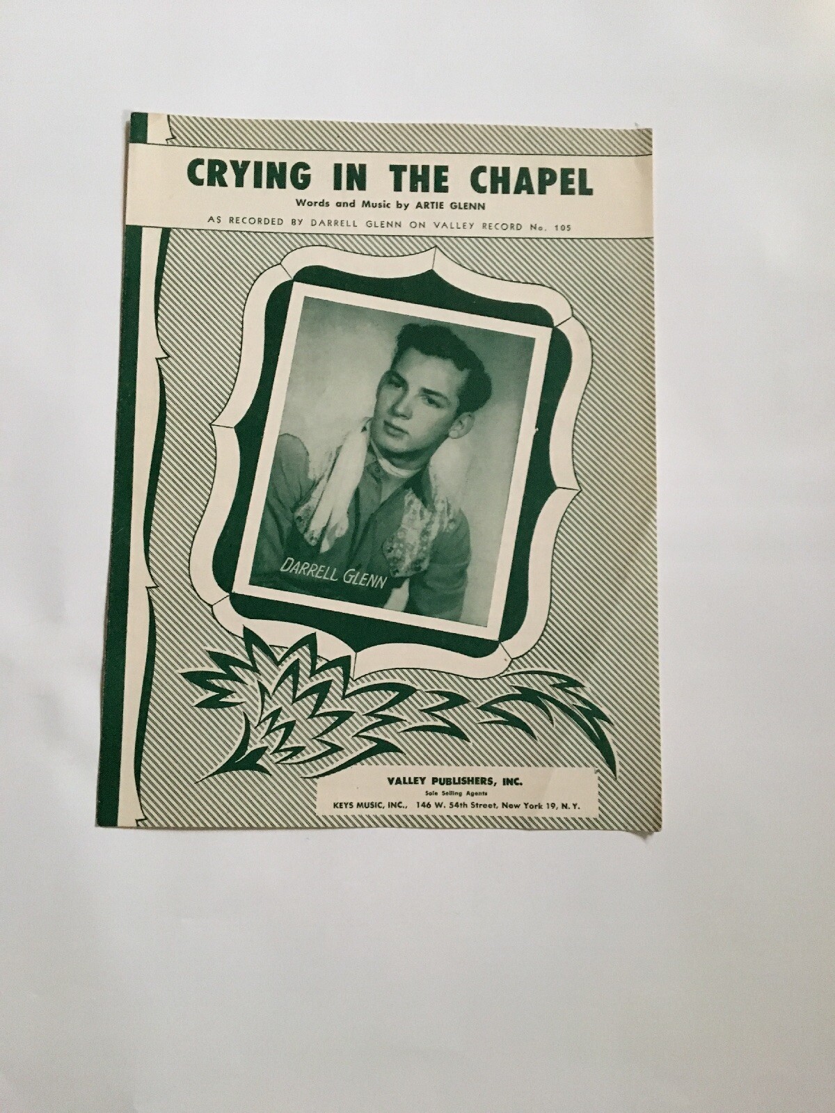 Crying In The Chapel by Artie Glenn Sheet Music 1953 for Voice VINTAGE ...