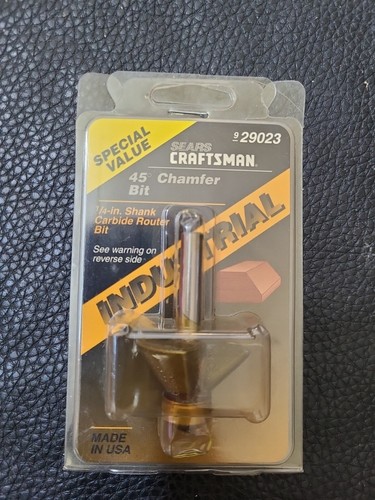 NOS SEARS Craftsman 1/4" Shank Carbide Router Bit 45 ° Chamfer 9 29023 ...